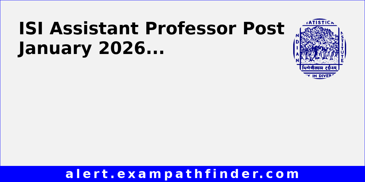 ISI Assistant Professor Post January 2026