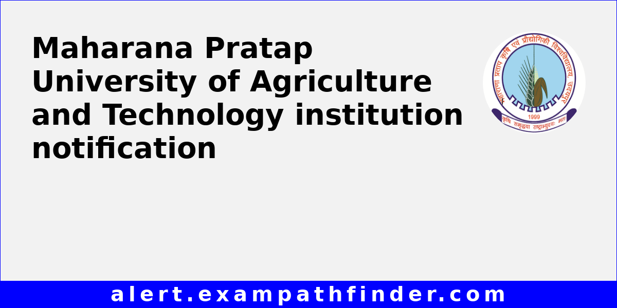 Maharana Pratap University of Agriculture and Technology - All upcoming ...