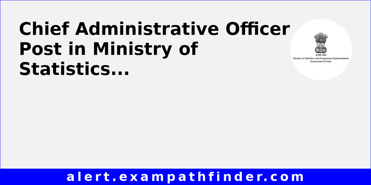 Chief Administrative Officer Post in Ministry of Statistics and ...