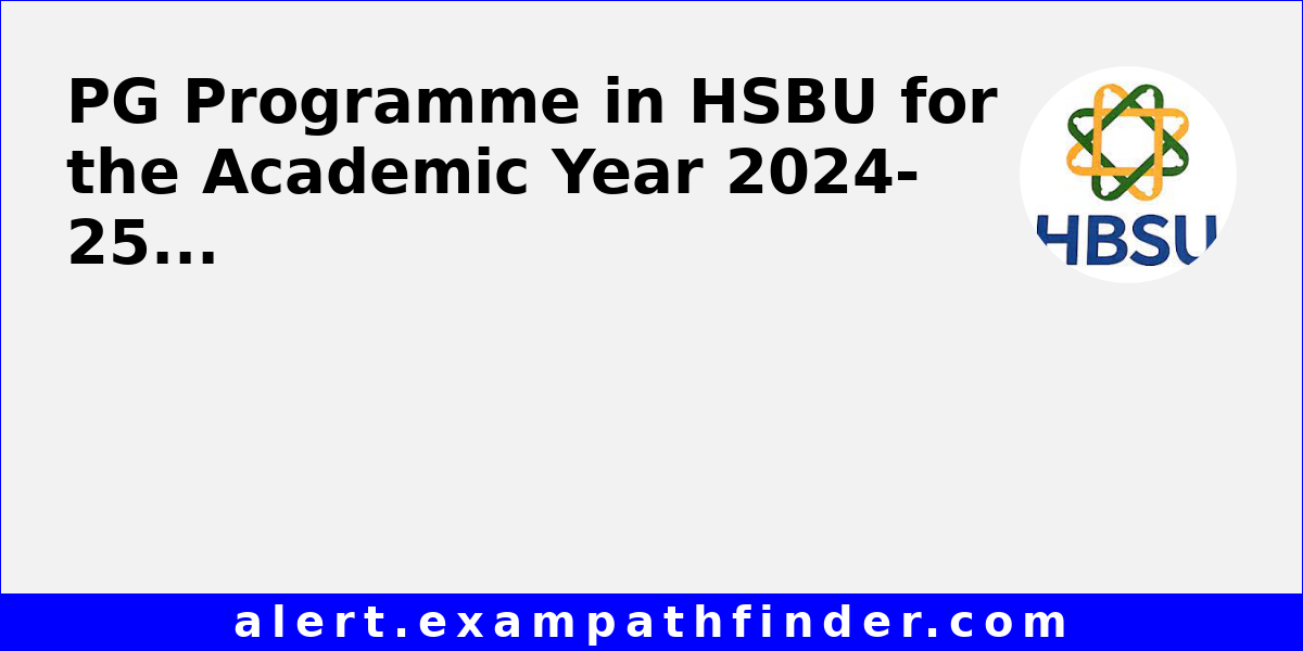 PG Programme in HSBU for the Academic Year 2024-25