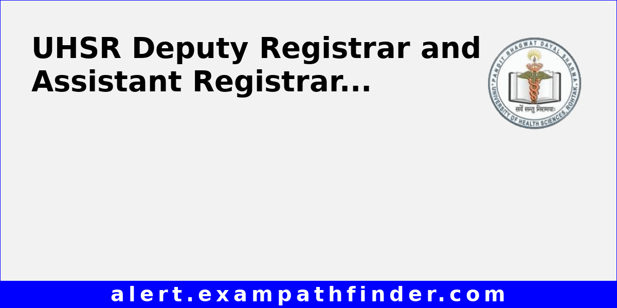 UHSR Deputy Registrar and Assistant Registrar