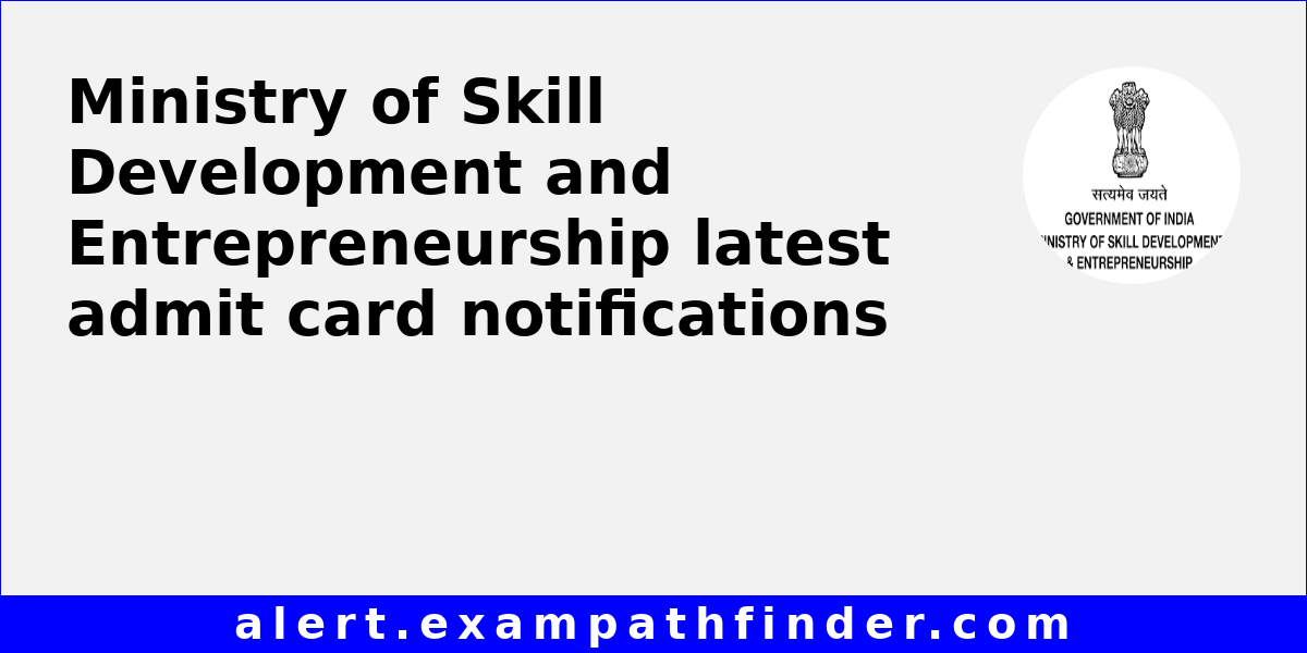 Ministry of Skill Development and Entrepreneurship - All upcoming ...