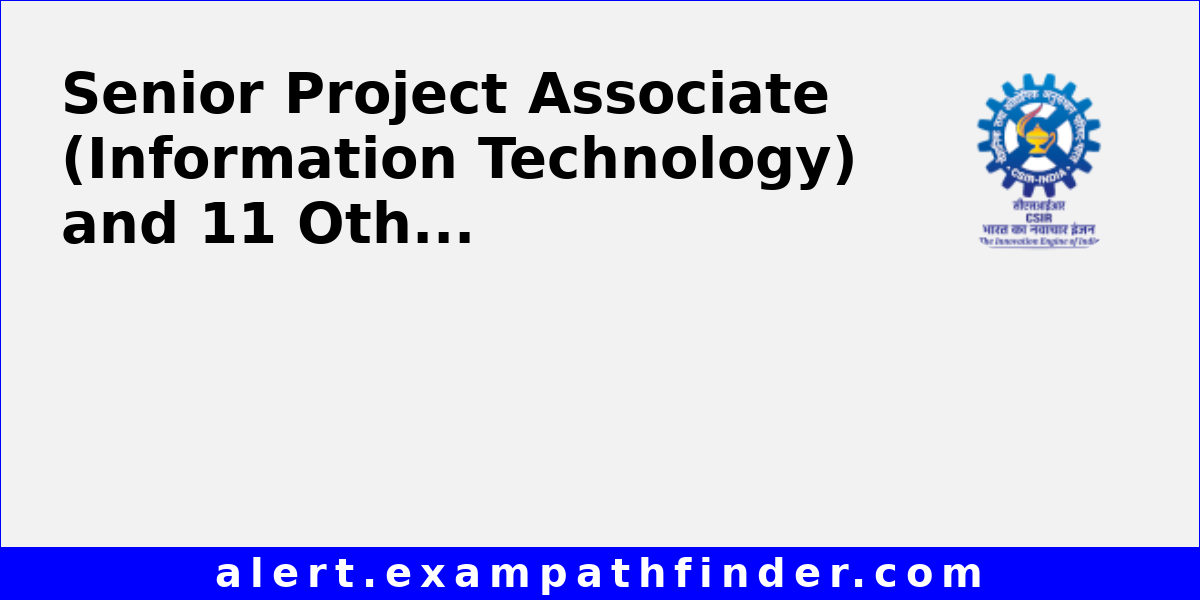 Senior Project Associate (Information Technology) and 11 Other Post in ...