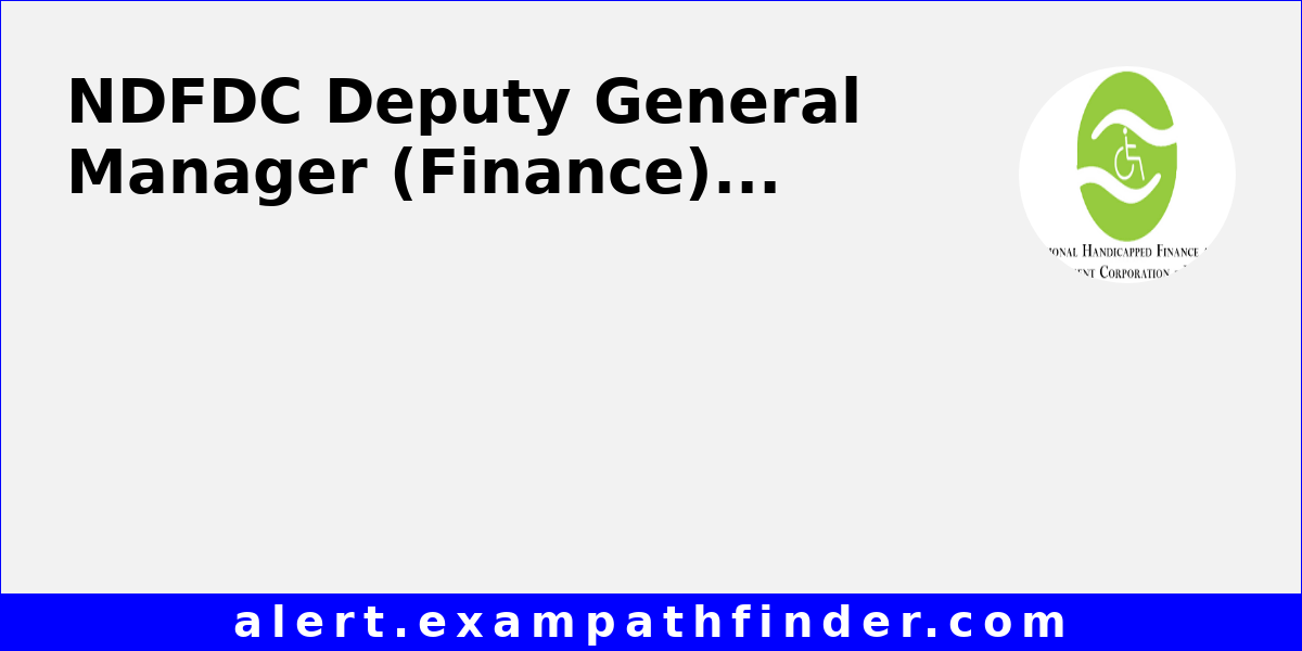 NDFDC Deputy General Manager (Finance)