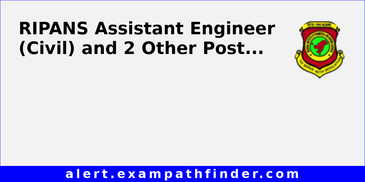 RIPANS Assistant Engineer (Civil) and 2 Other Post