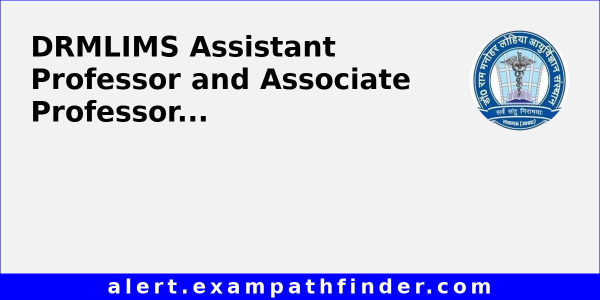 DRMLIMS Assistant Professor and Associate Professor