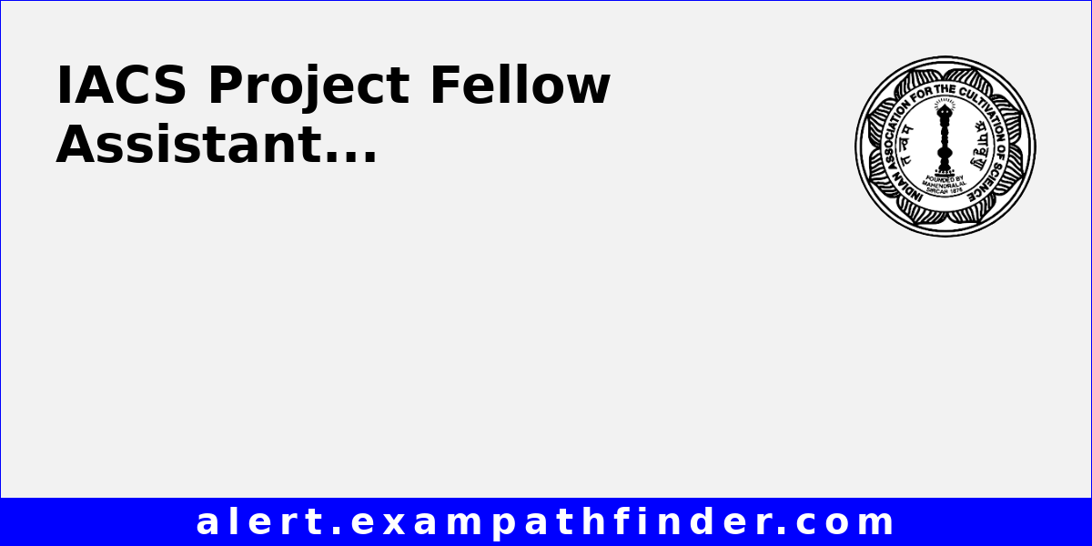 IACS Project Fellow Assistant
