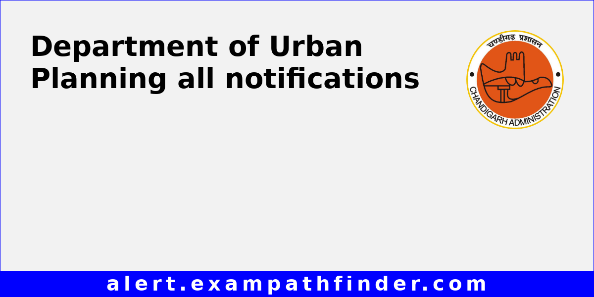 Department of Urban Planning - All upcoming job notifications