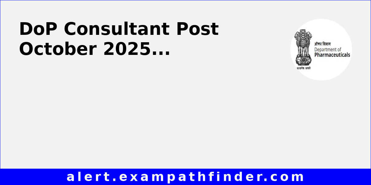 DoP Consultant Post October 2025