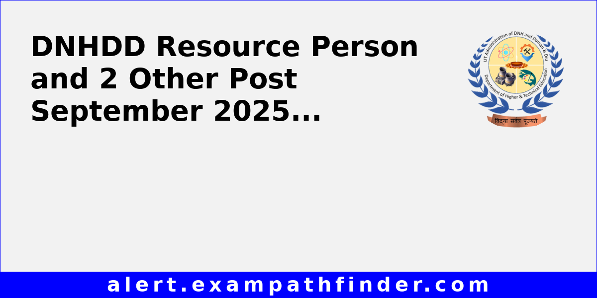 DNHDD Resource Person and 2 Other Post September 2025
