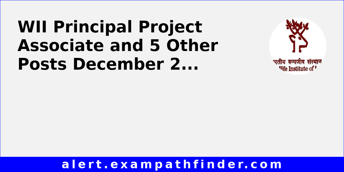 WII Principal Project Associate and 5 Other Posts December 2025