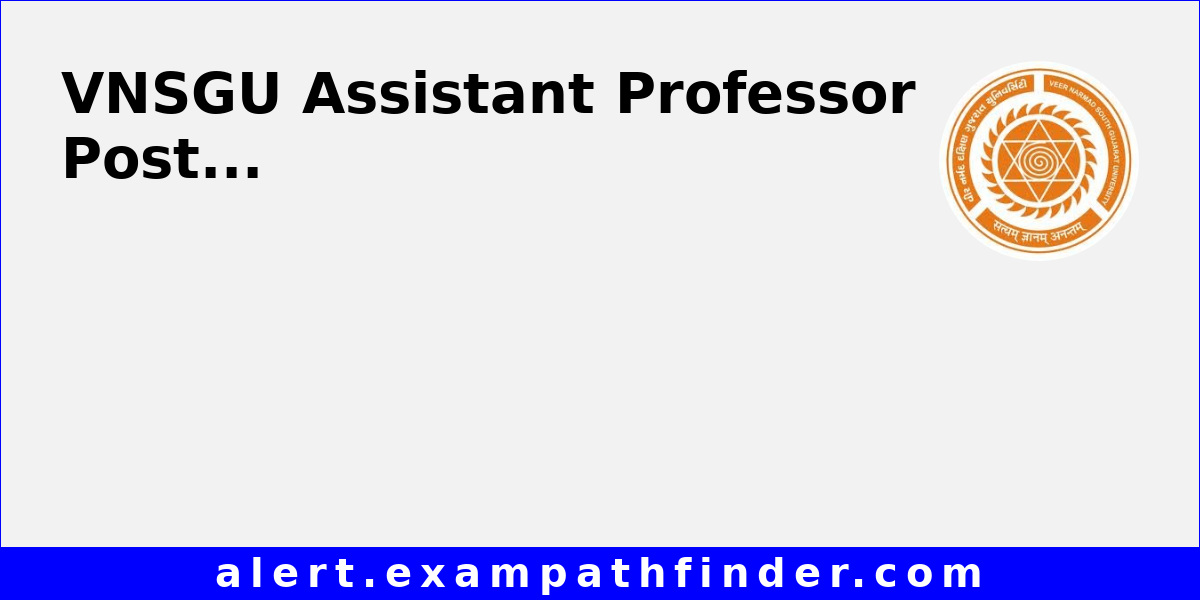VNSGU Assistant Professor Post