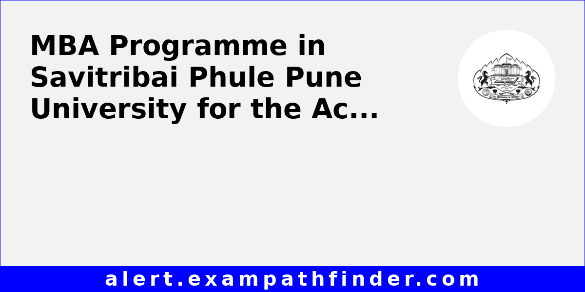 MBA Programme in Savitribai Phule Pune University for the Academic Year ...