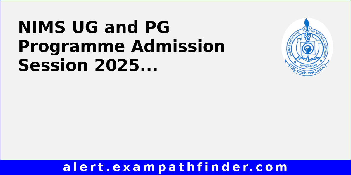 NIMS UG and PG Programme Admission Session 2025