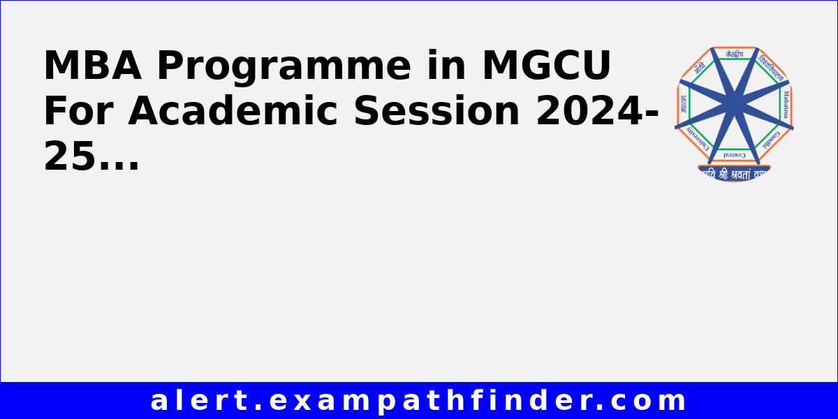 MBA Programme in MGCU For Academic Session 2024-25