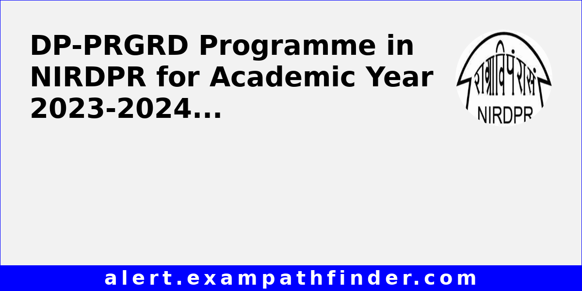 DP-PRGRD Programme in NIRDPR for Academic Year 2023-2024