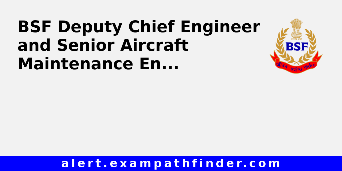 BSF Deputy Chief Engineer and Senior Aircraft Maintenance Engineer 2025