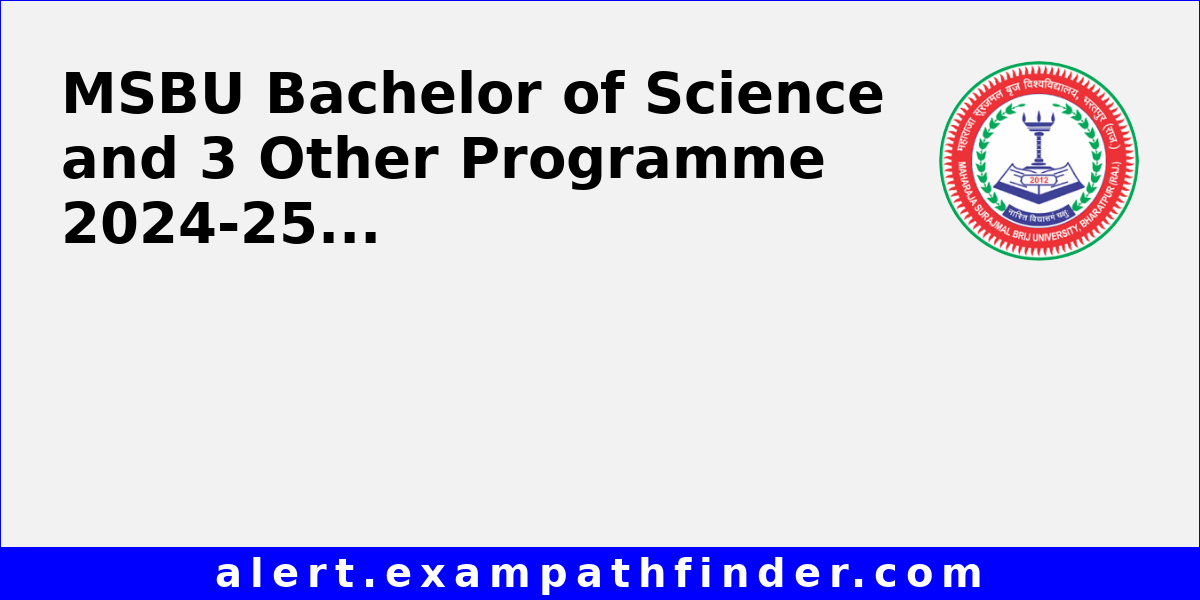 MSBU Bachelor of Science and 3 Other Programme 2024-25