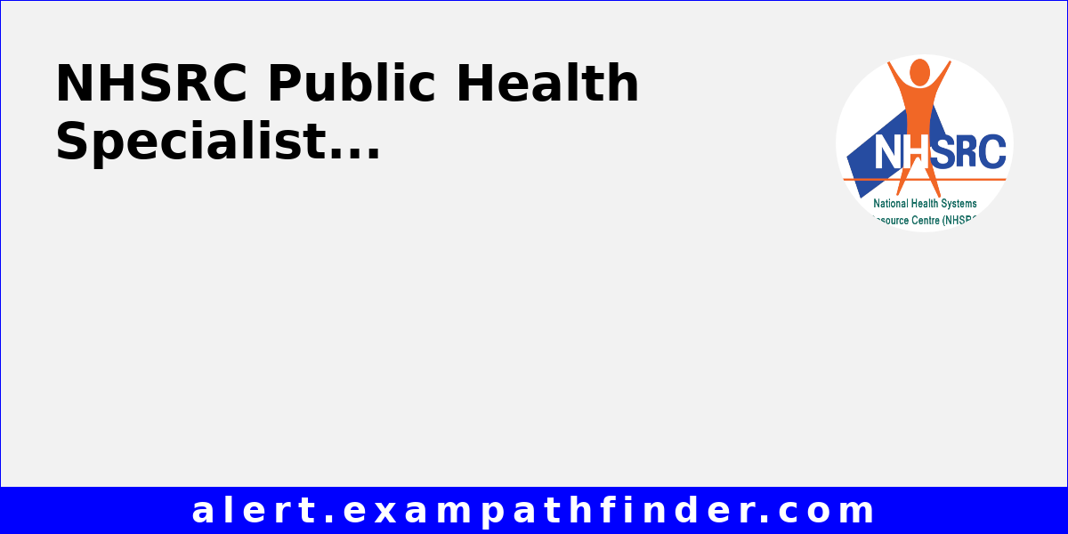 NHSRC Public Health Specialist