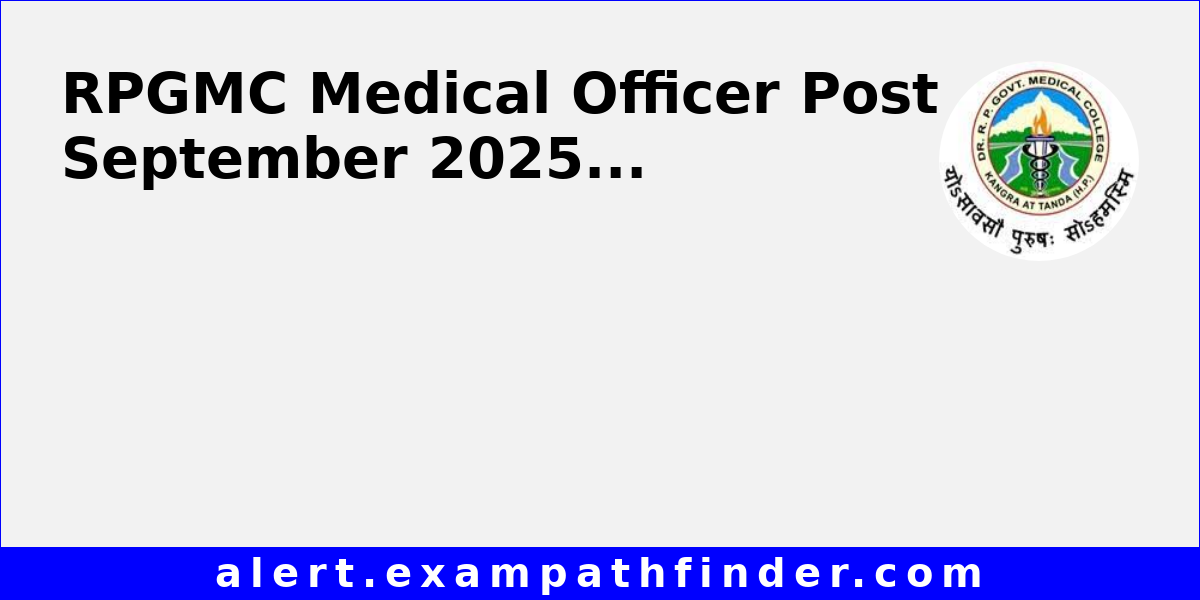 RPGMC Medical Officer Post September 2025