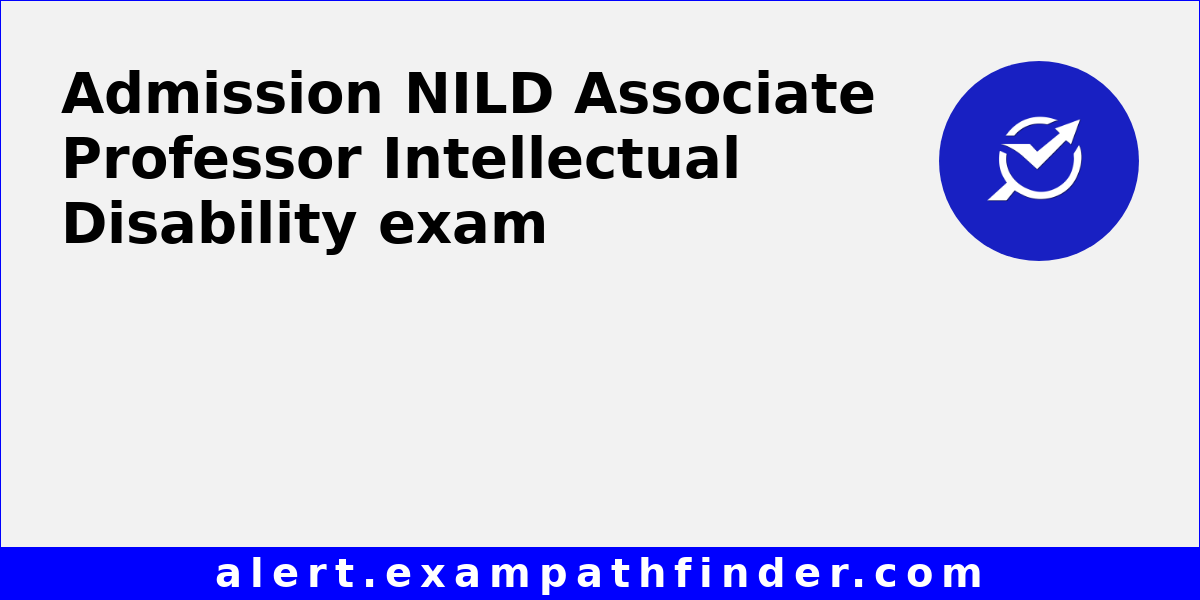 NILD Associate Professor Intellectual Disability - All latest ...